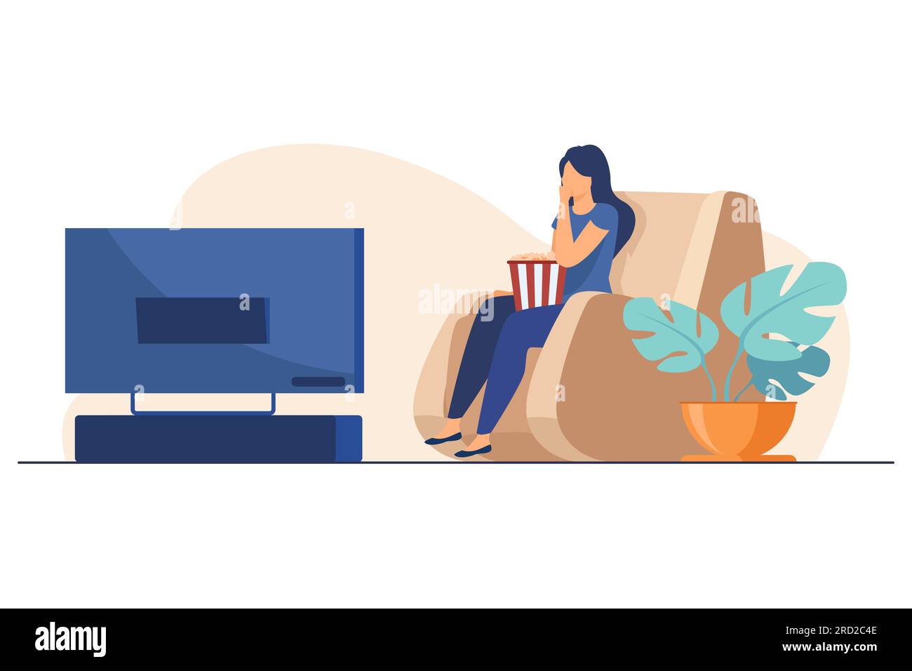 Woman watching tv at night Cut Out Stock Images & Pictures - Alamy