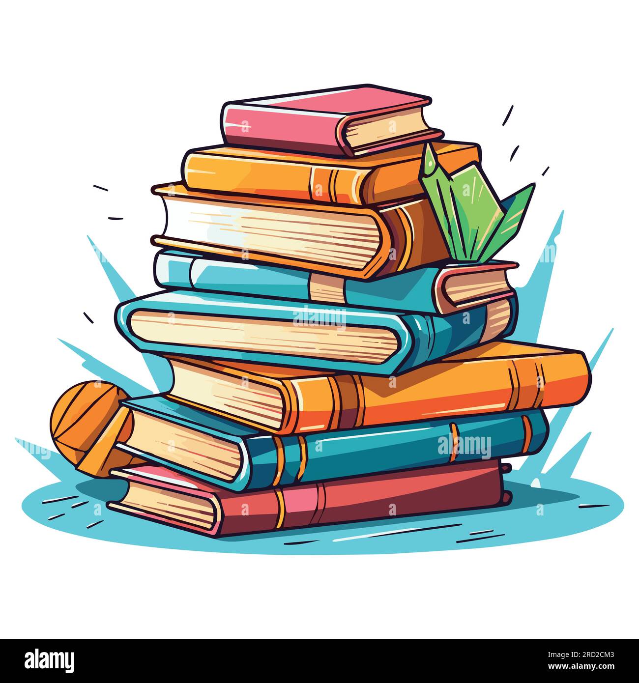 Pile of books in flat style isolated on white background. Stack of books. The concept of ...