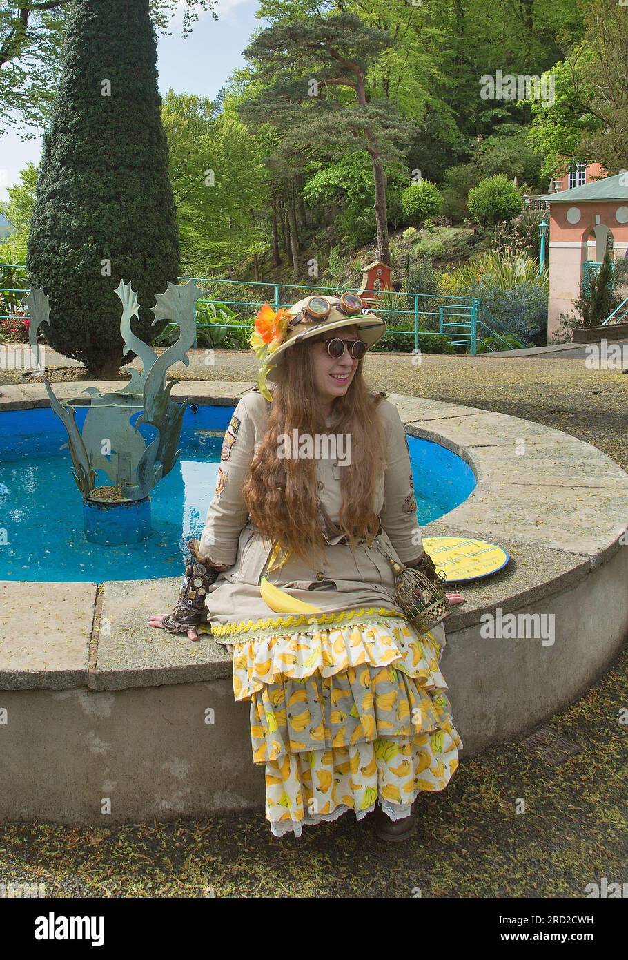 Smiling Steampunk Lady Stock Photo - Alamy