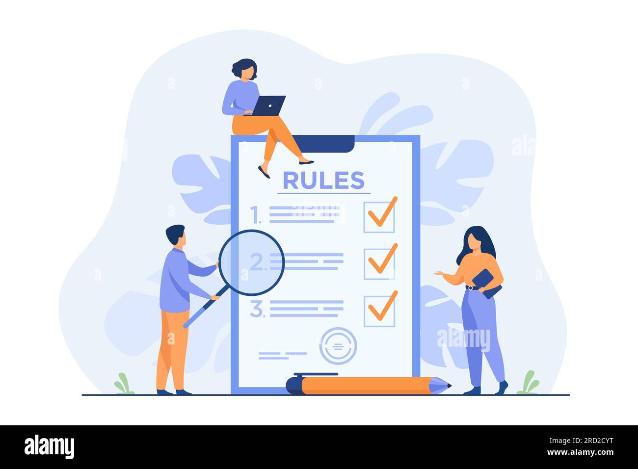 Business people studying list of rules Stock Vector Image & Art - Alamy