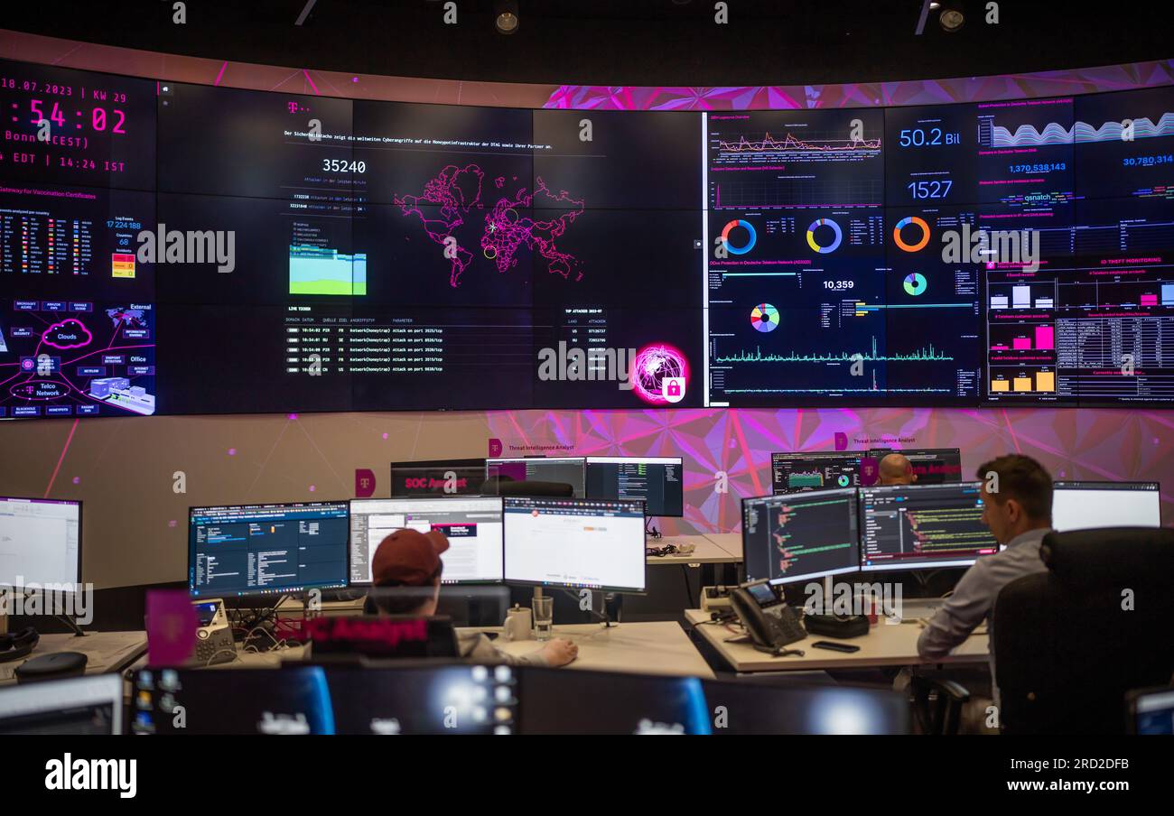 18 July 2023, North Rhine-Westphalia, Bonn: Deutsche Telekom employees ...