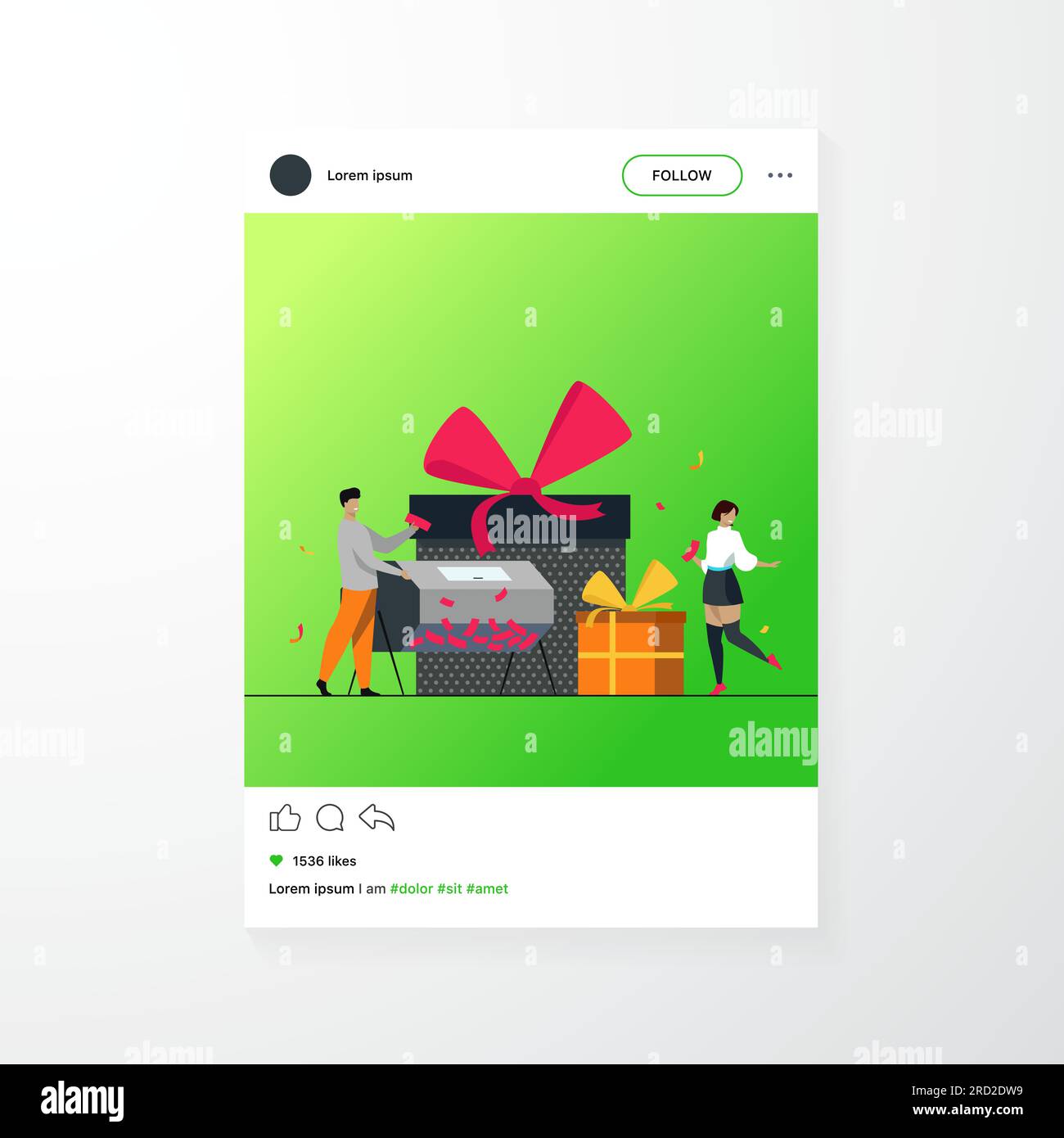 Lottery winners with raffle drum and gift boxes Stock Vector Image ...