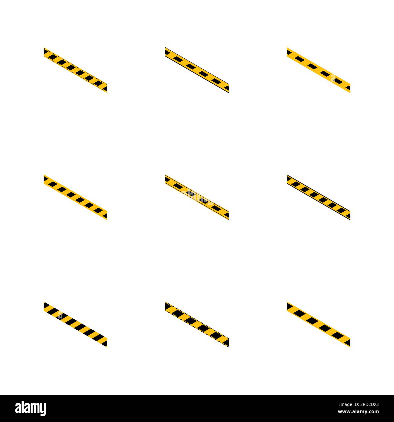 Set of seamless yellow and black warning tapes isolated on white ...