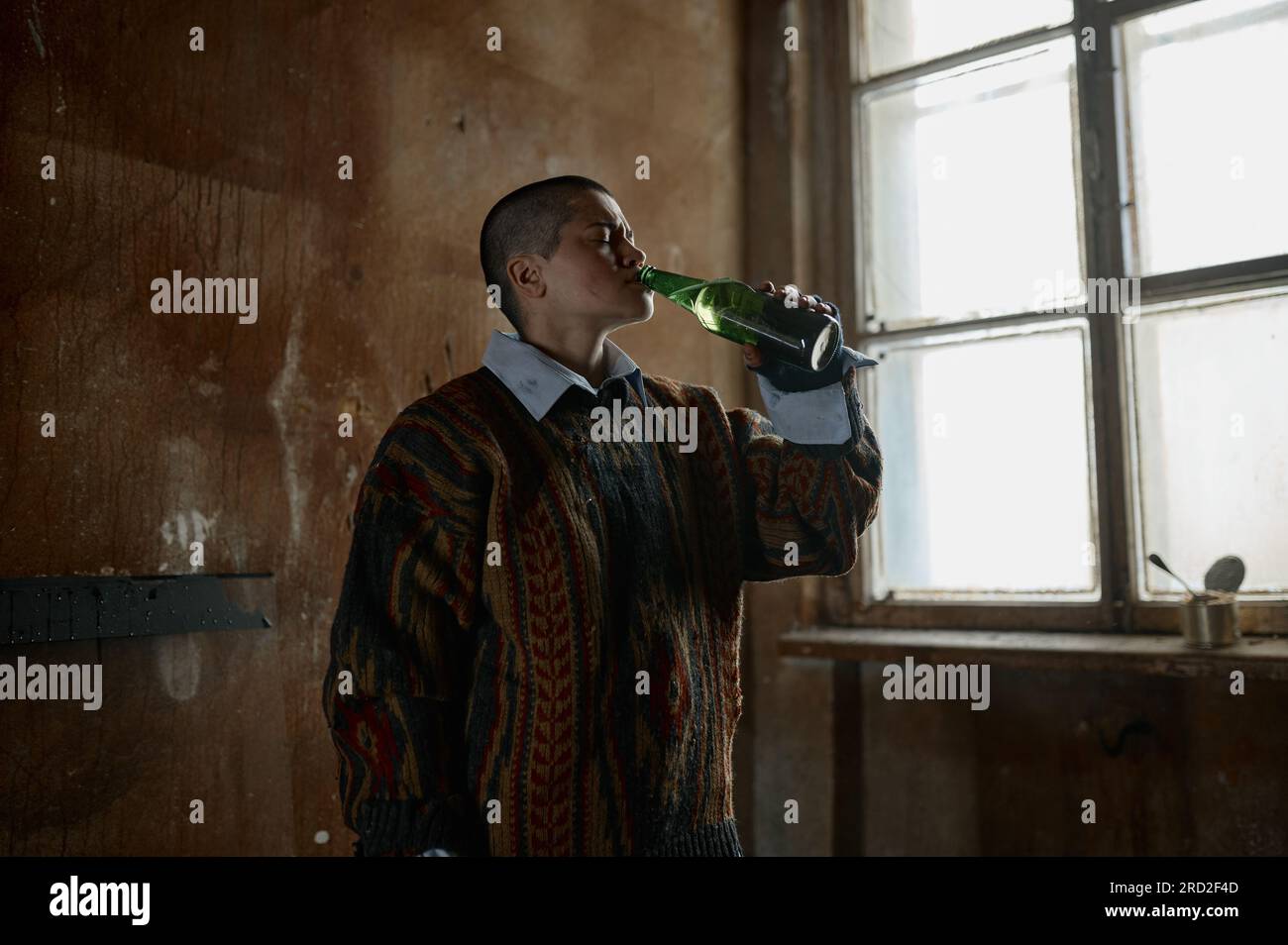 Lonely teenager girl drinking beer having alcohol addiction Stock Photo ...