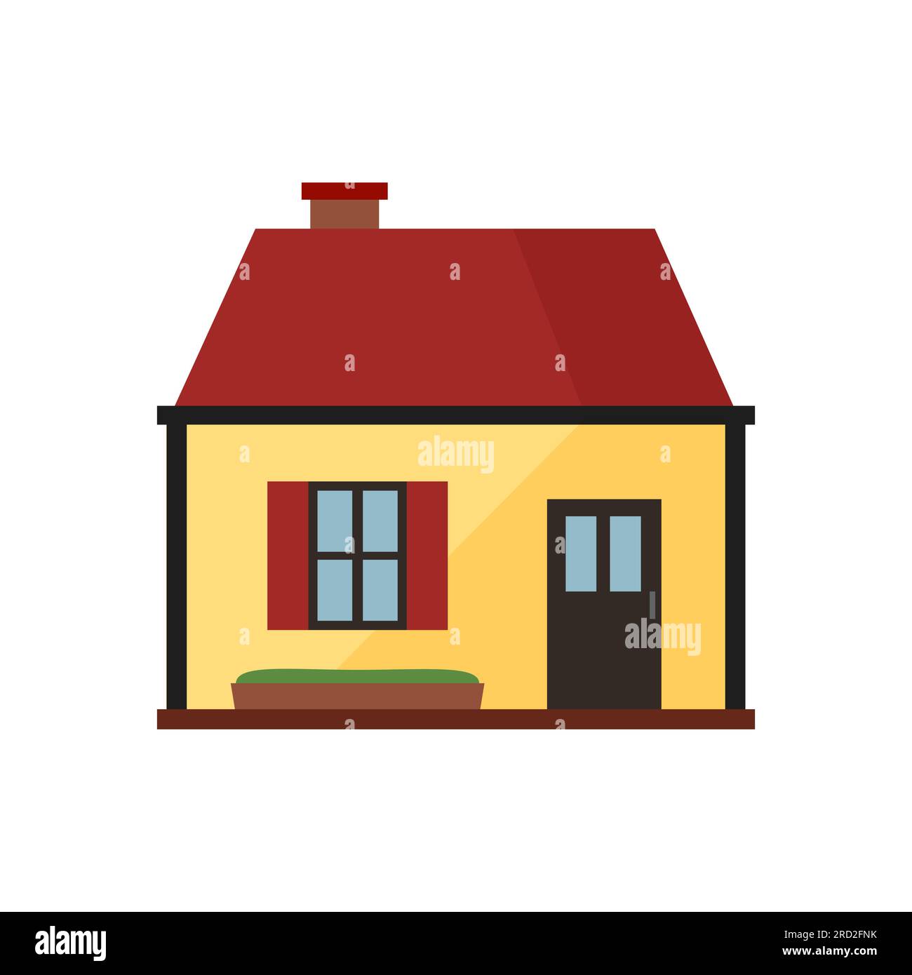 Yellow cottage with brown roof illustration Stock Vector Image & Art ...
