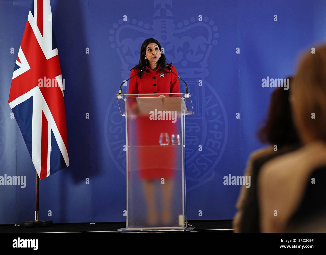 Home Secretary Suella Braverman during her speech in Westminster ...
