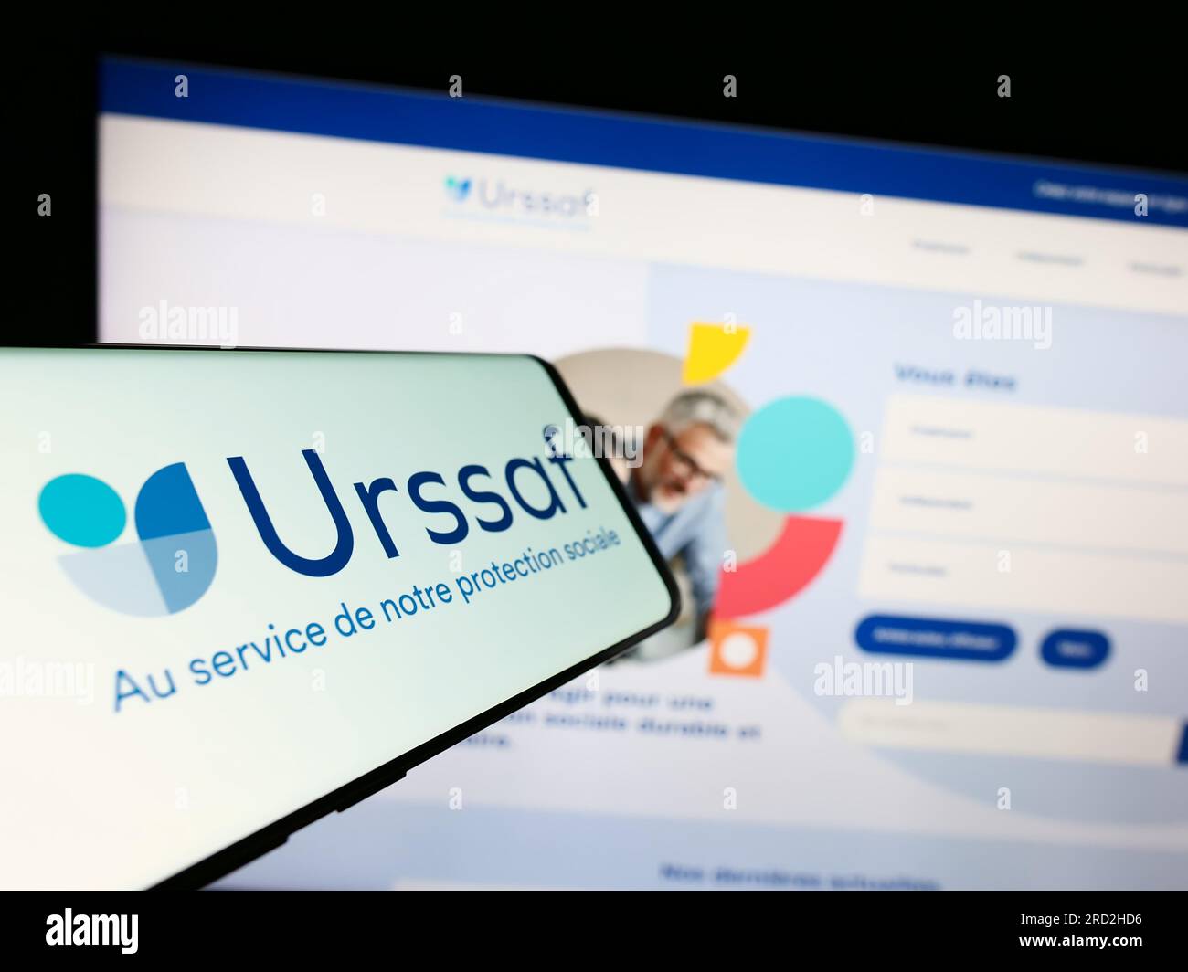 Smartphone with logo of French social security organization URSSAF on ...