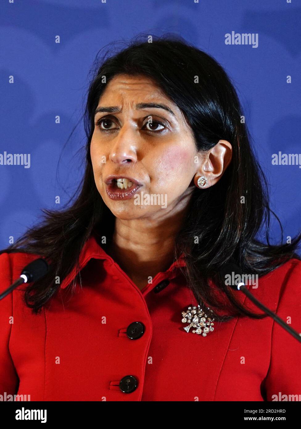 Home Secretary Suella Braverman during her speech in Westminster ...