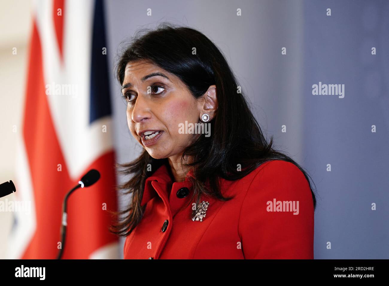 Home Secretary Suella Braverman during her speech in Westminster ...