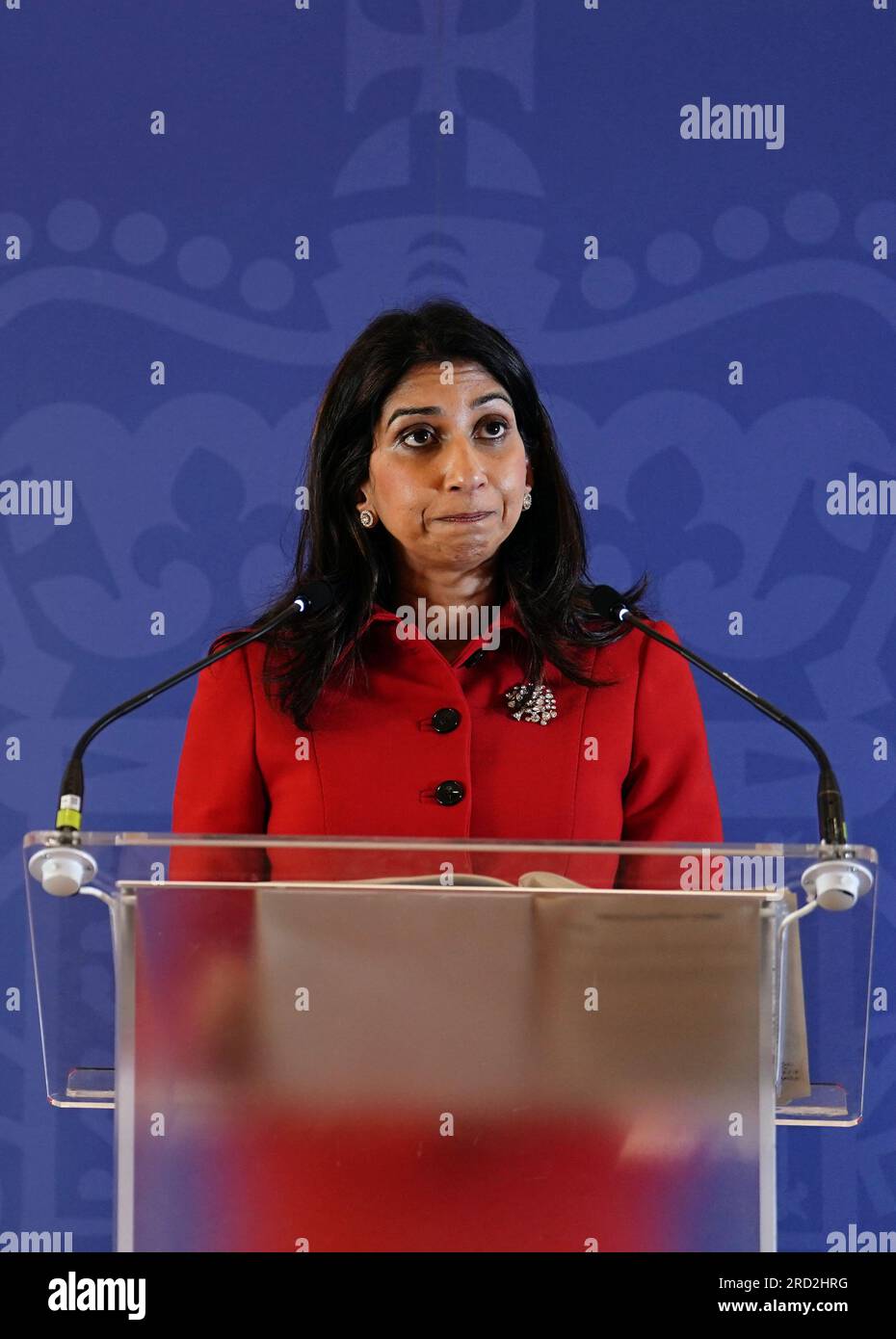 Home Secretary Suella Braverman during her speech in Westminster ...