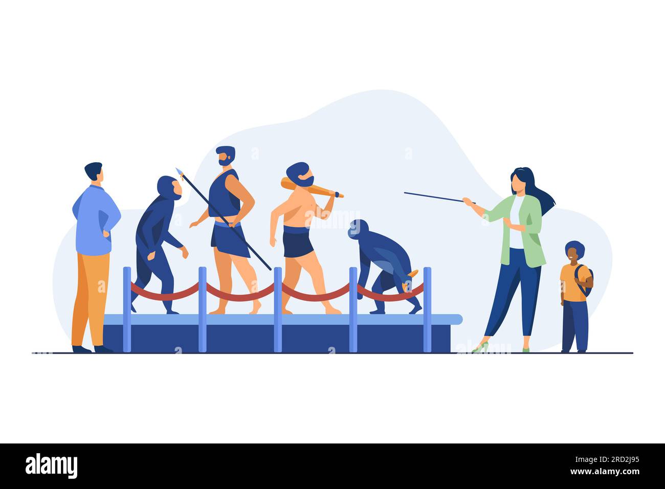 Female guide telling pupil about exhibits in museum Stock Vector Image ...