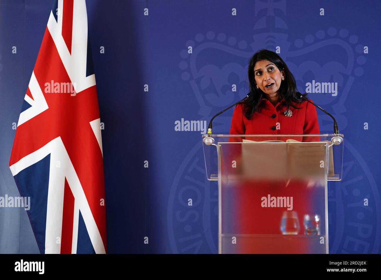 Home Secretary Suella Braverman during her speech in Westminster ...