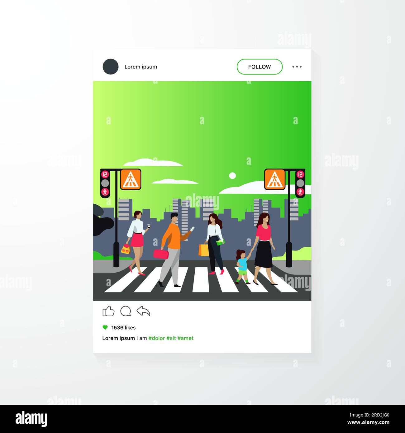 Cartoon pedestrians walking through crosswalk Stock Vector Image & Art ...