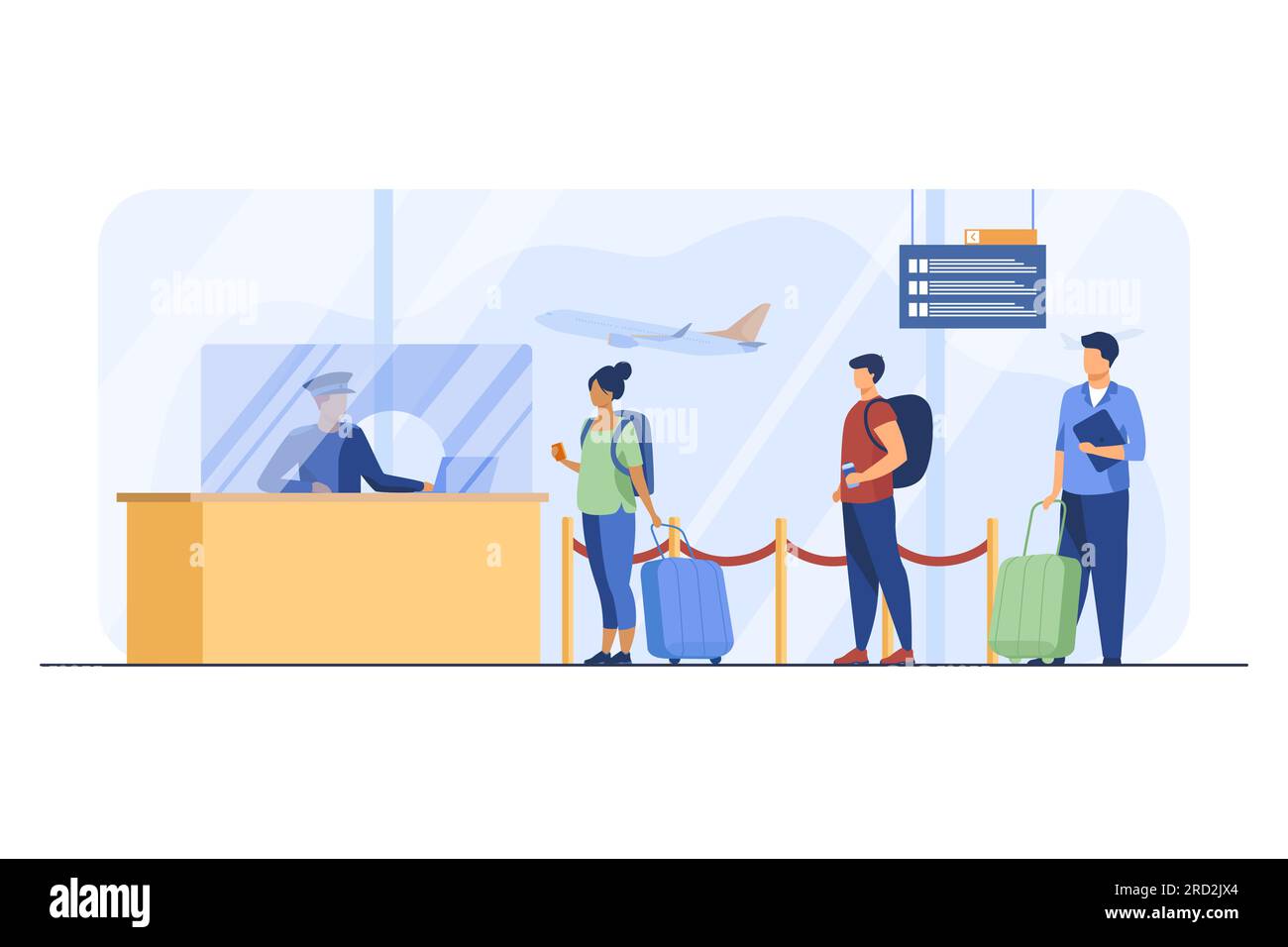 Travelers standing in queue for flight registration Stock Vector Image ...