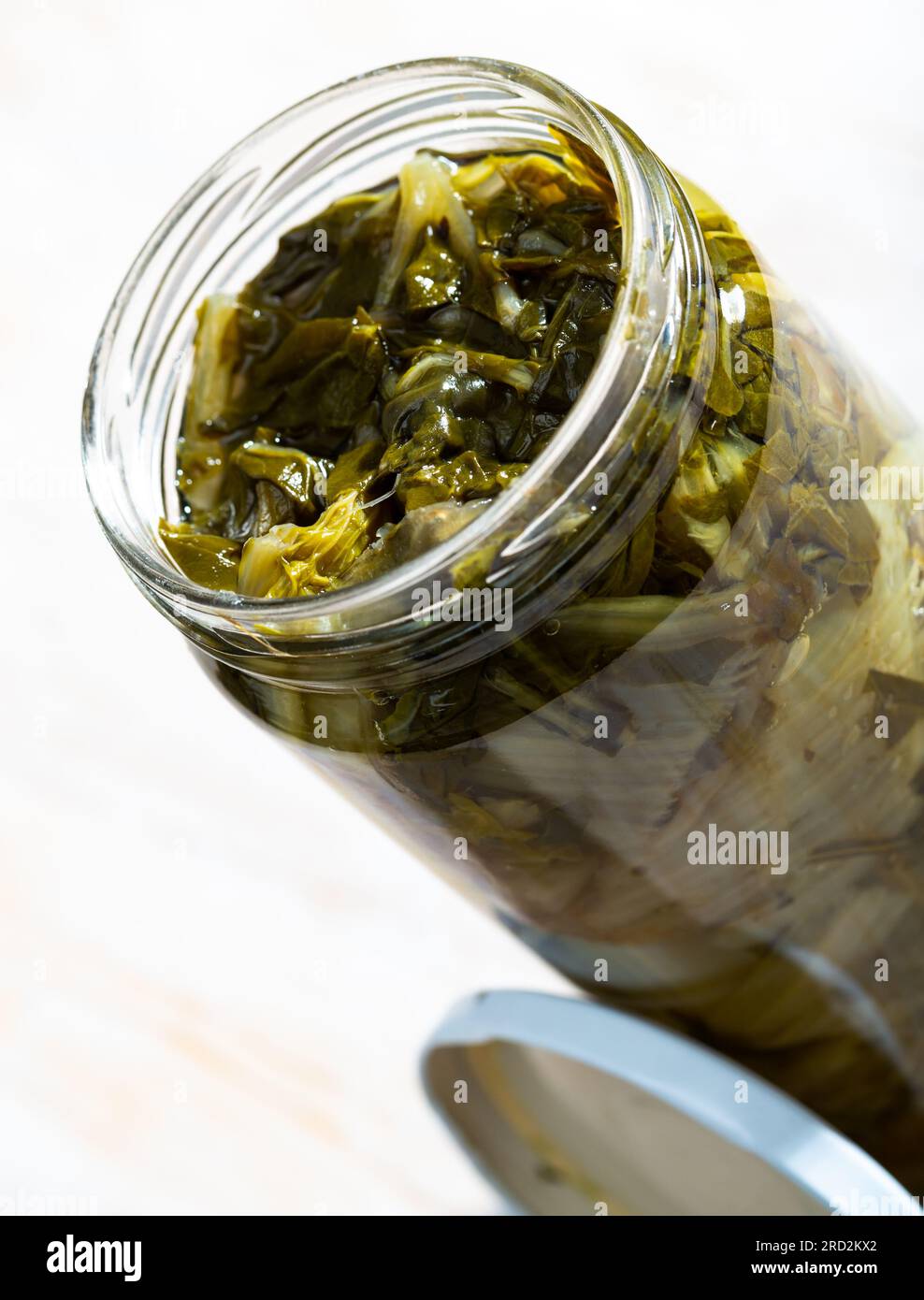 Glass jar with pickled swiss chard Stock Photo - Alamy