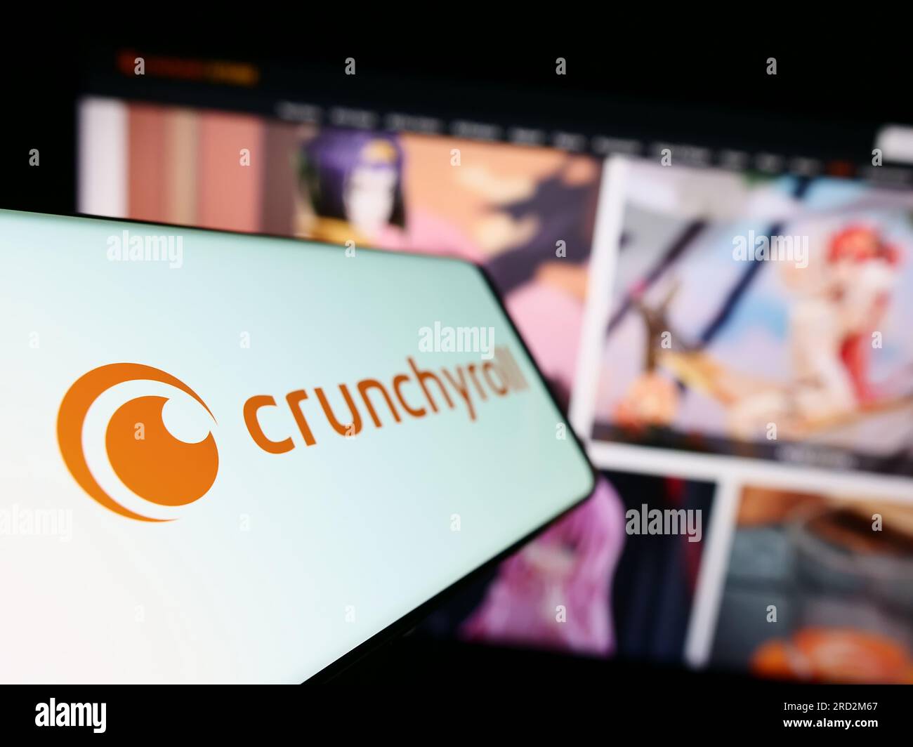 Smartphone with logo of American entertainment company Crunchyroll LLC ...