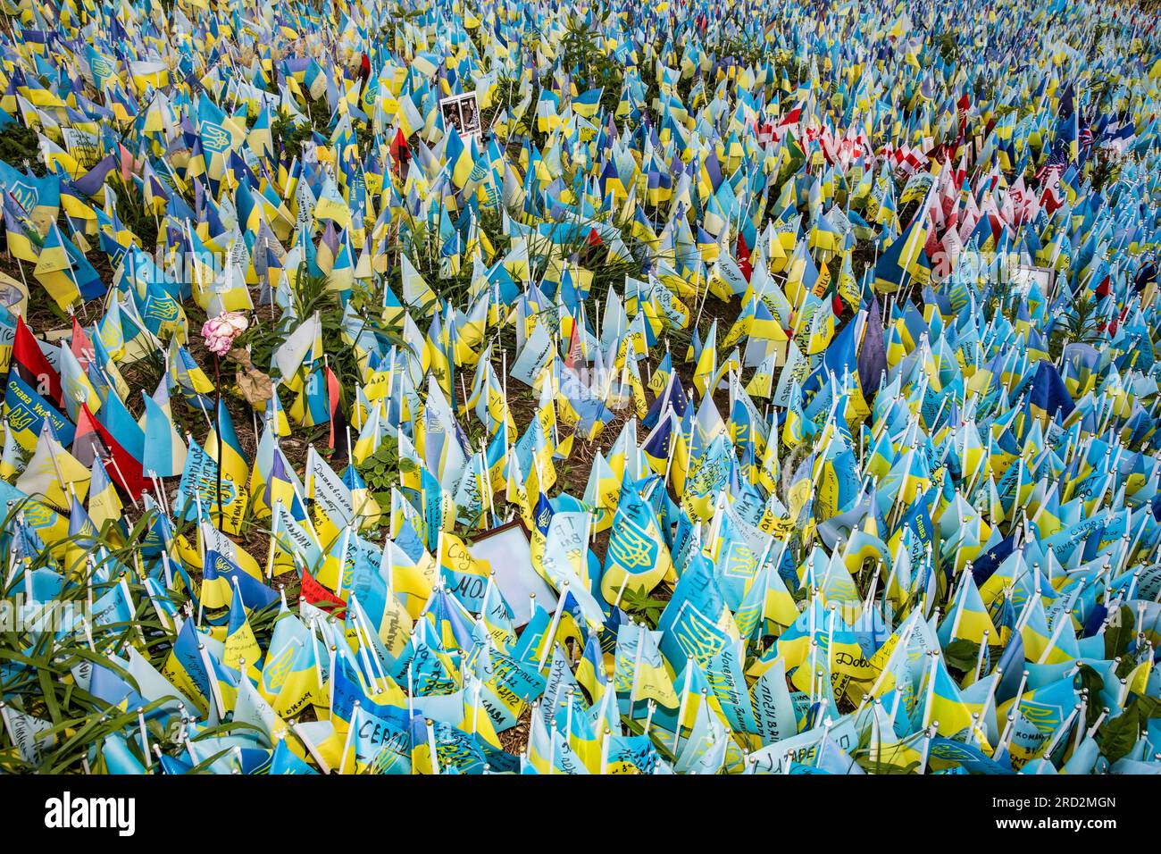 Kyiv, Ukraine. 15th July, 2023. Improvised symbolic monument with ...