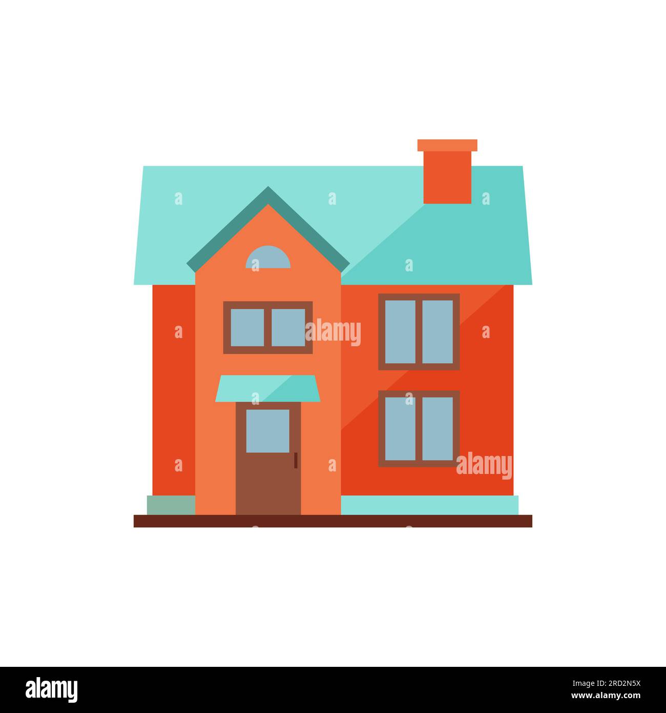 Red cottage with blue roof illustration Stock Vector Image & Art - Alamy