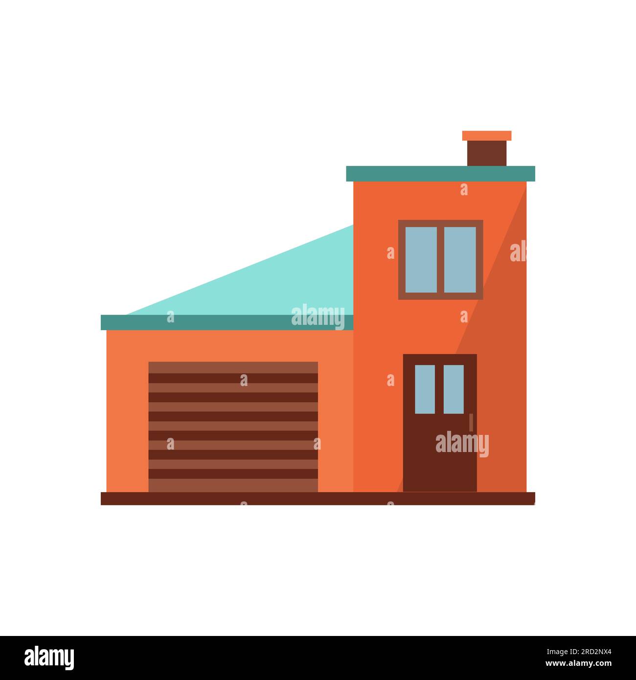 Orange duplex with blue roof illustration Stock Vector Image & Art - Alamy