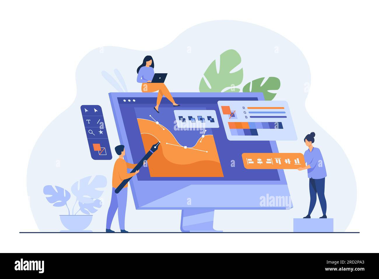 Digital designers team drawing with pen Stock Vector Image & Art - Alamy