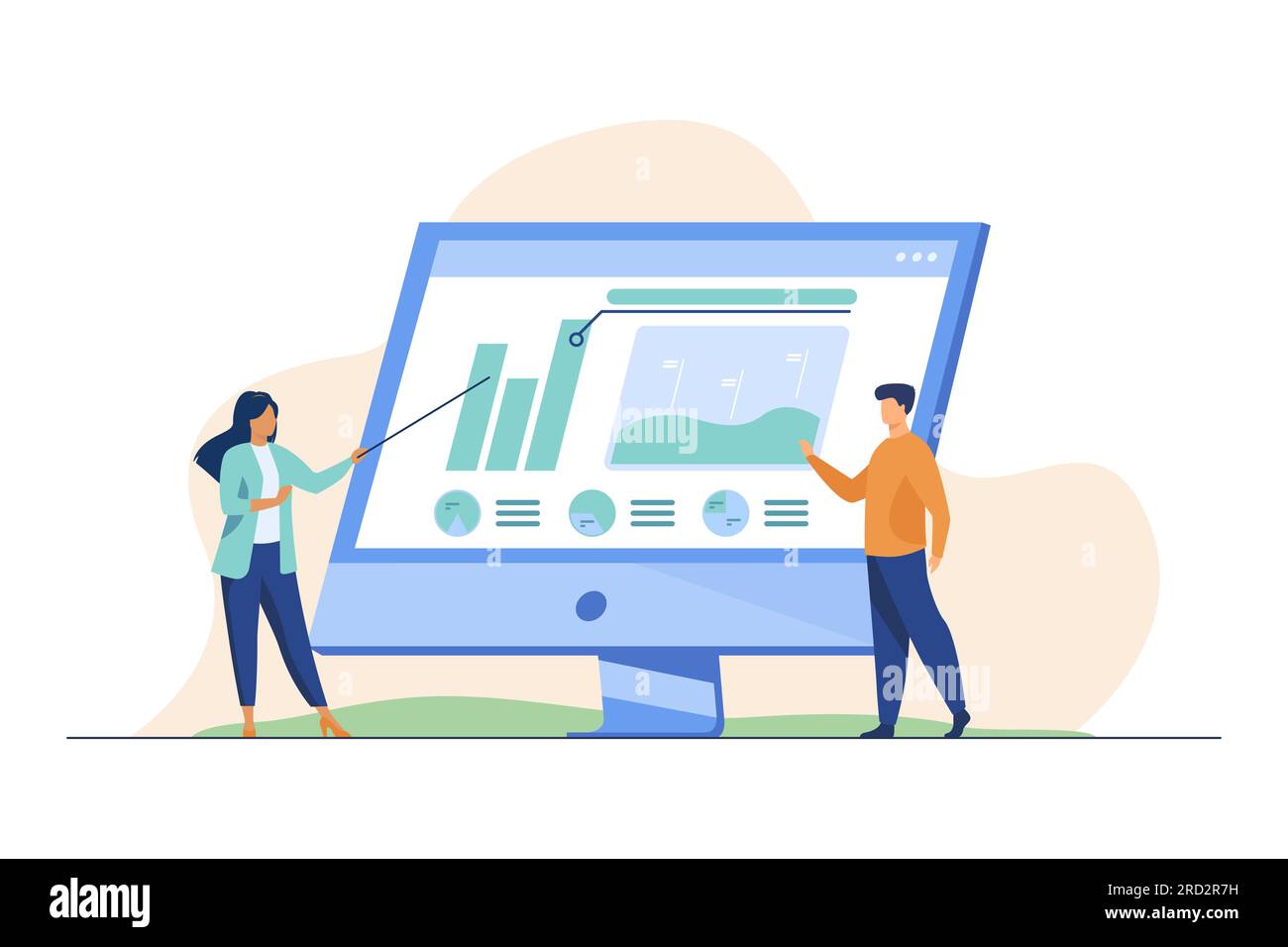Professionals analyzing charts on computer monitor Stock Vector Image ...