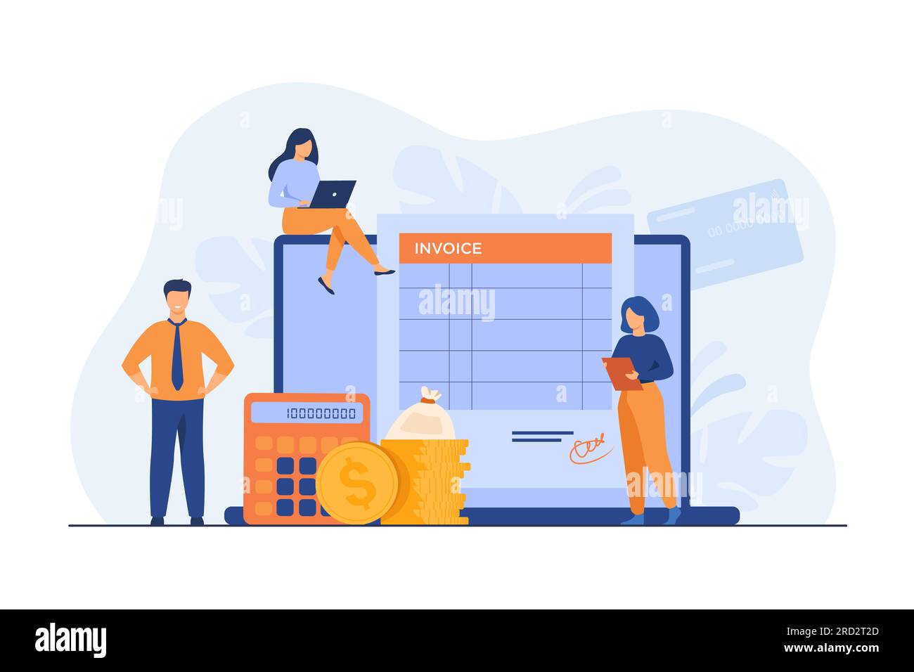 Tiny people preparing invoice on computer Stock Vector Image & Art - Alamy