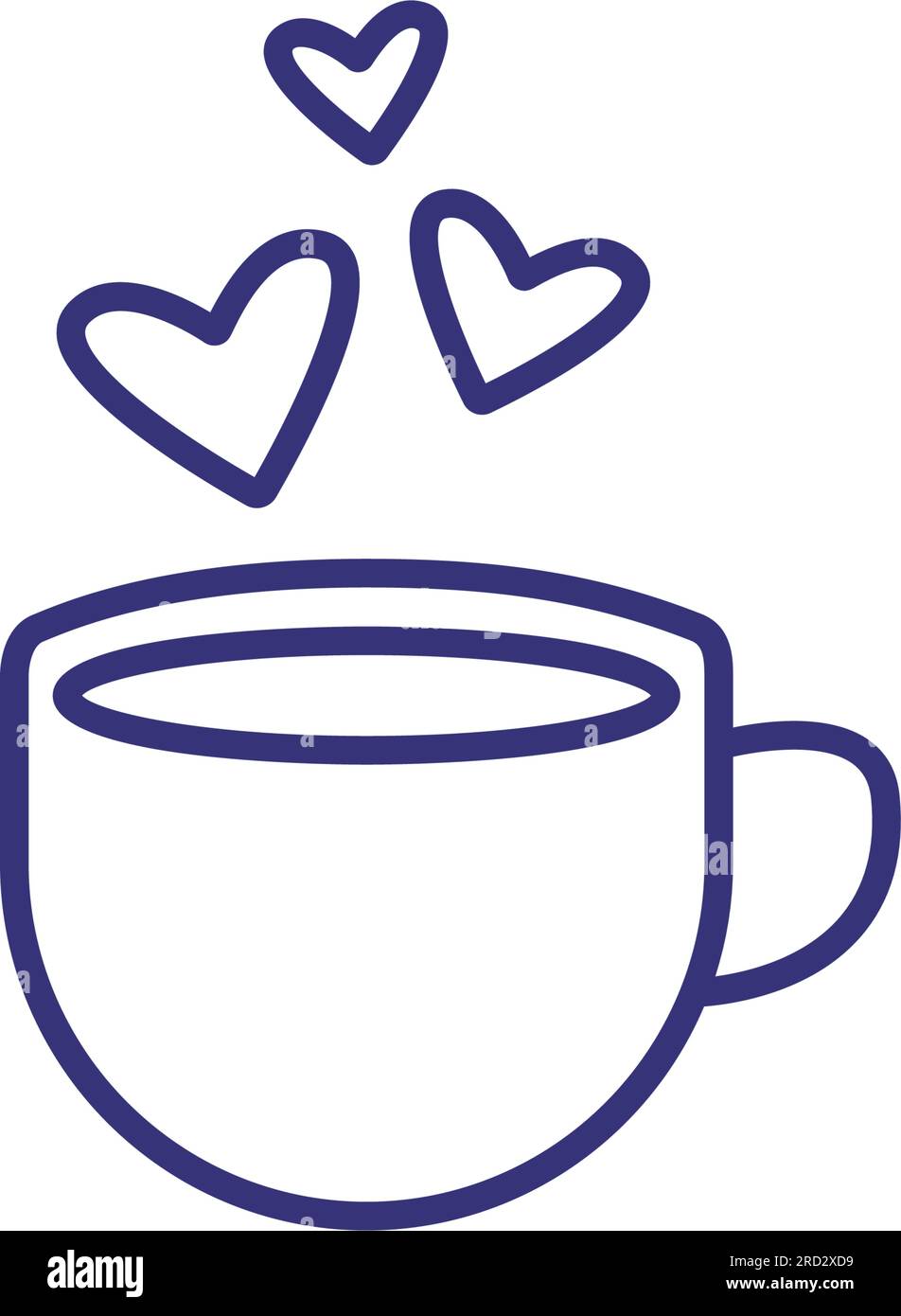 Cup coffee hearts line Stock Vector Images - Alamy