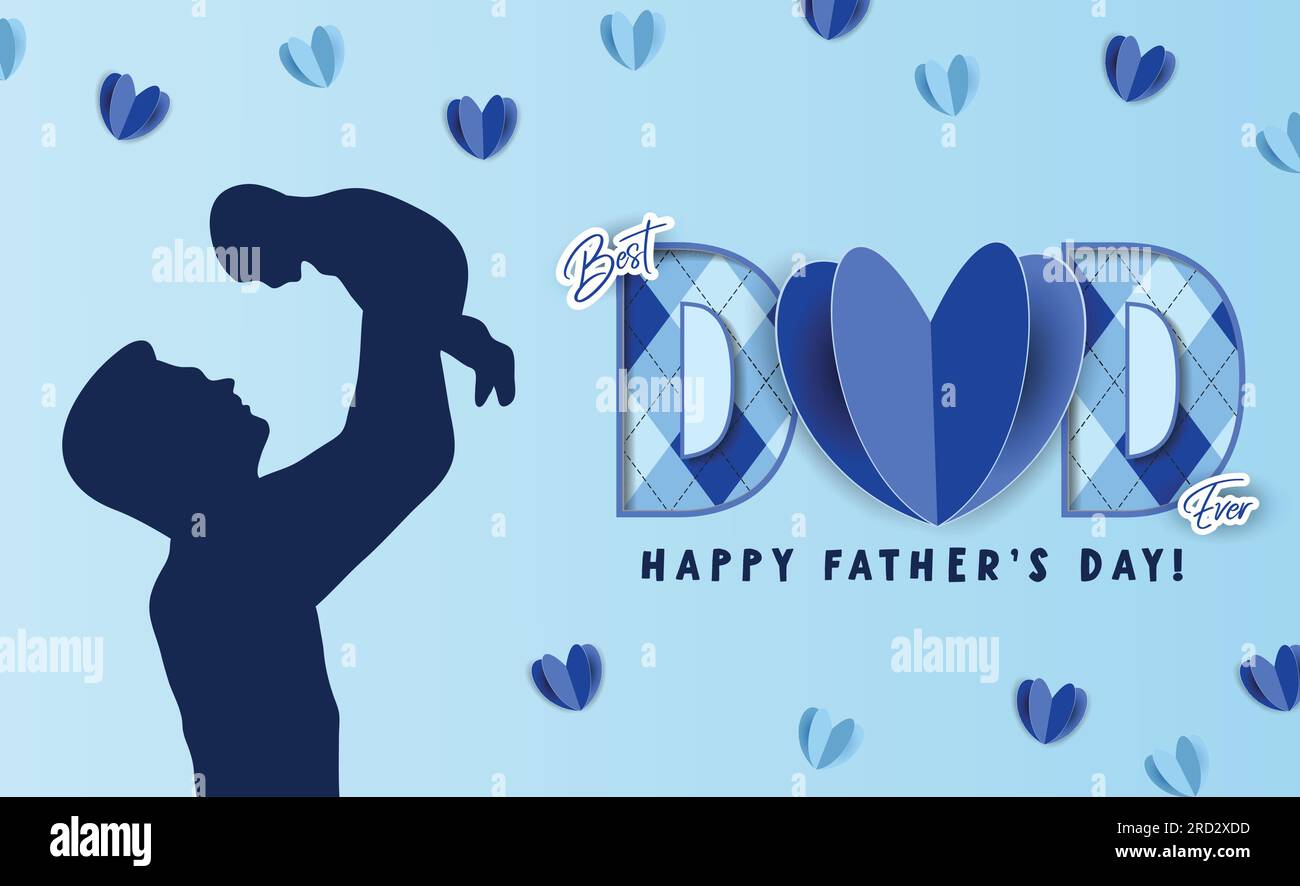 Happy father's day card blue background Vector illustration. Happy ...