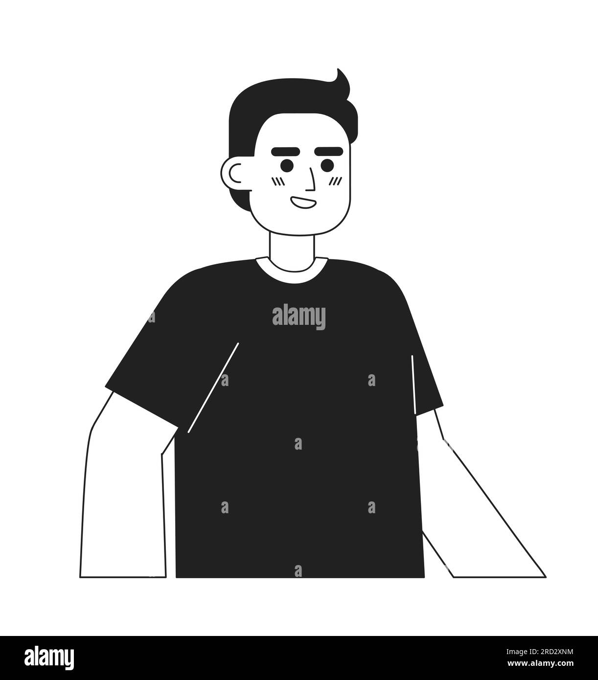 Positive young caucasian man monochromatic flat vector character Stock ...