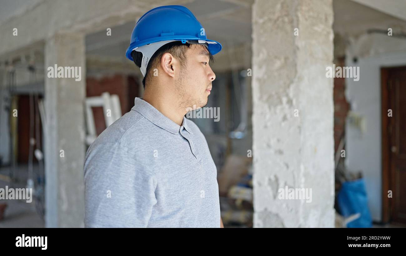 Architect standing serious expression construction hi-res stock ...