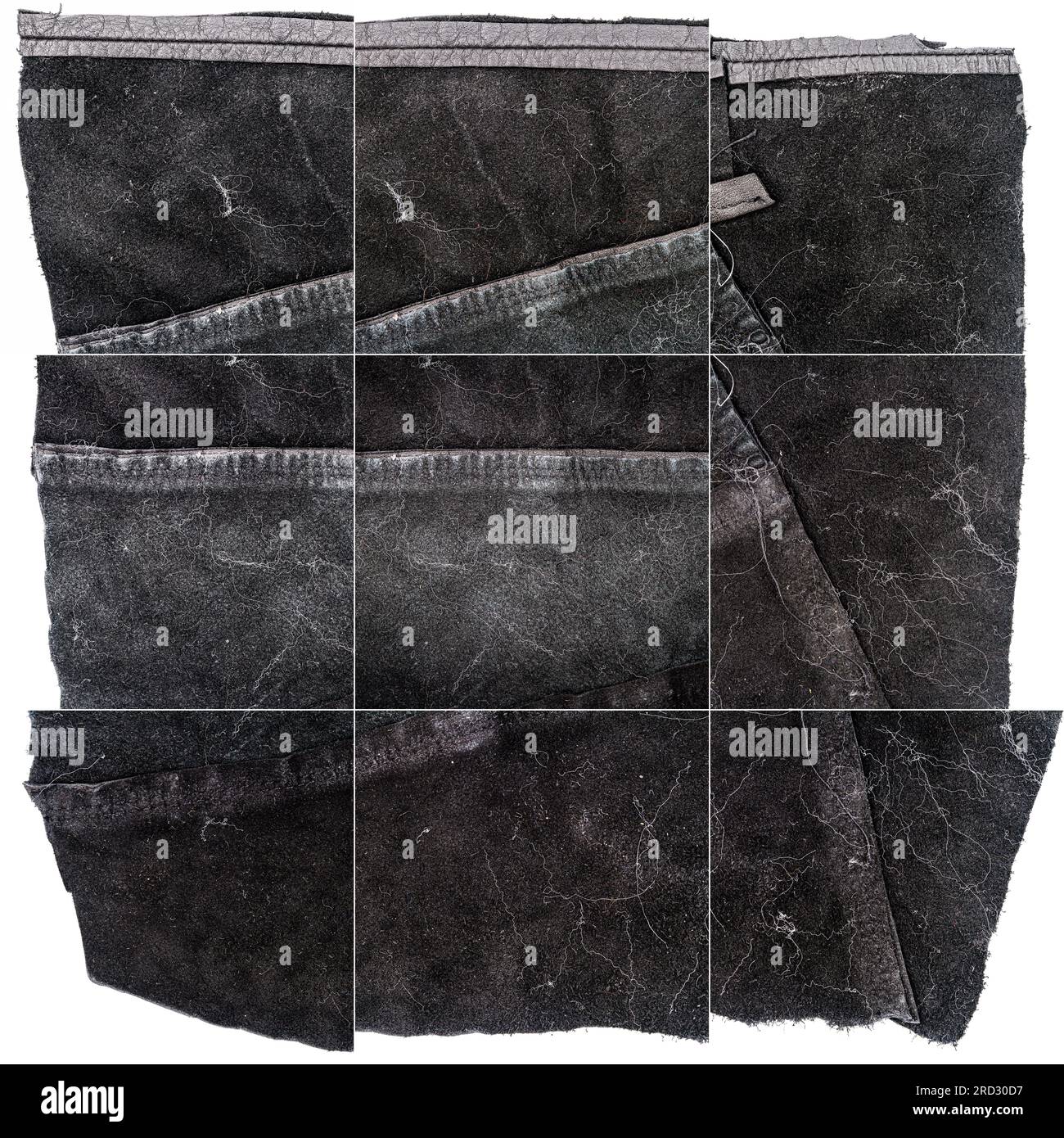 Collection of black leather textures isolated on white background ...