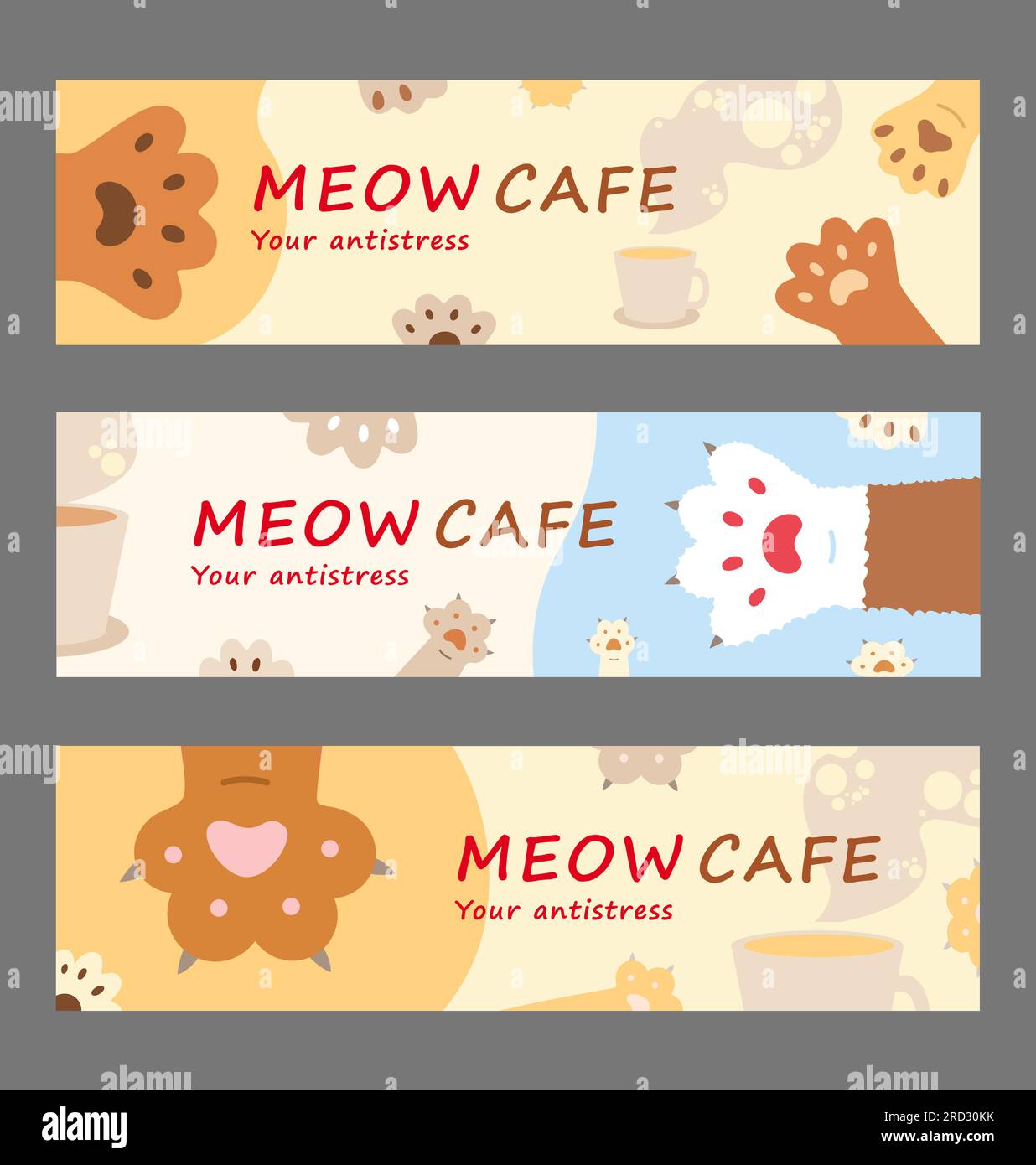 Meow cafe banner set Stock Vector Image & Art - Alamy