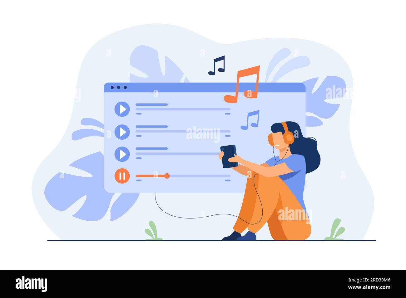 Music woman and headphones Stock Vector Images - Alamy