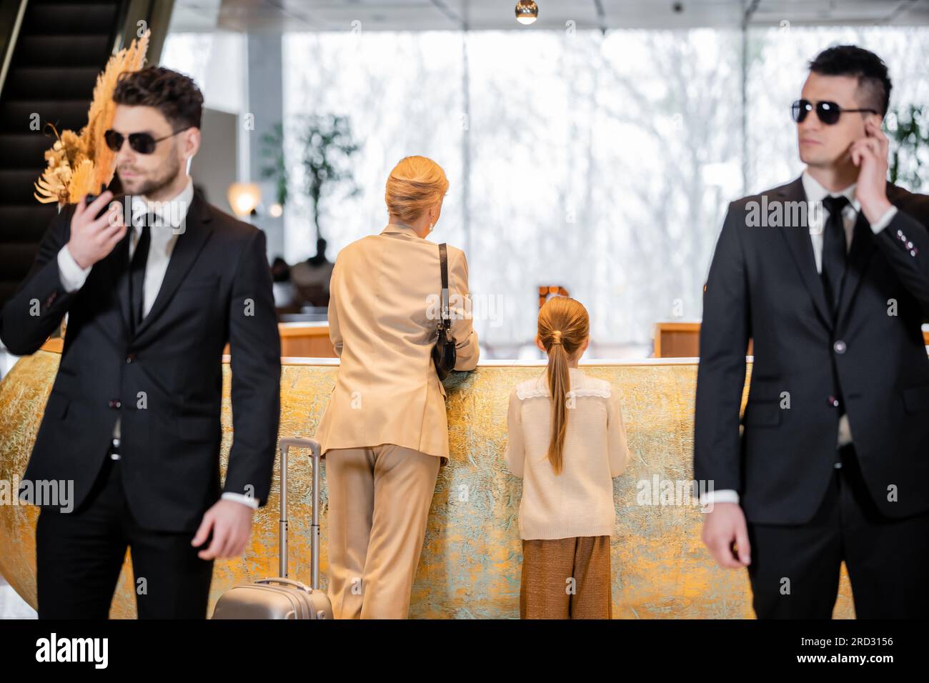 personal security, lifestyle, blonde mother with child standing at ...