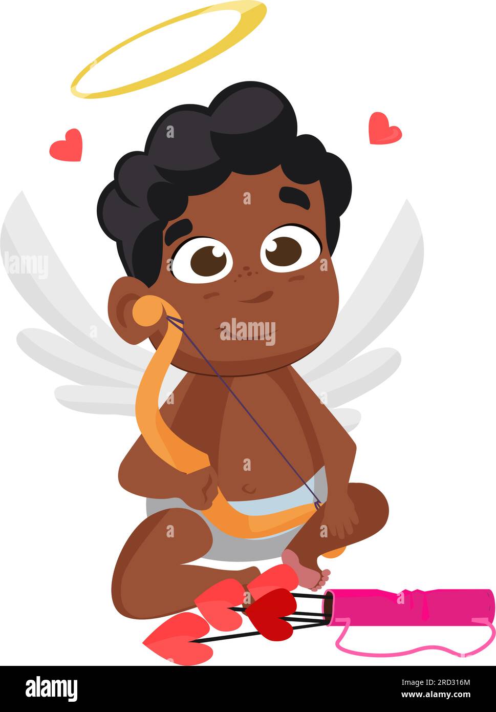 Sitting afro cupid illustration Stock Vector Image & Art - Alamy