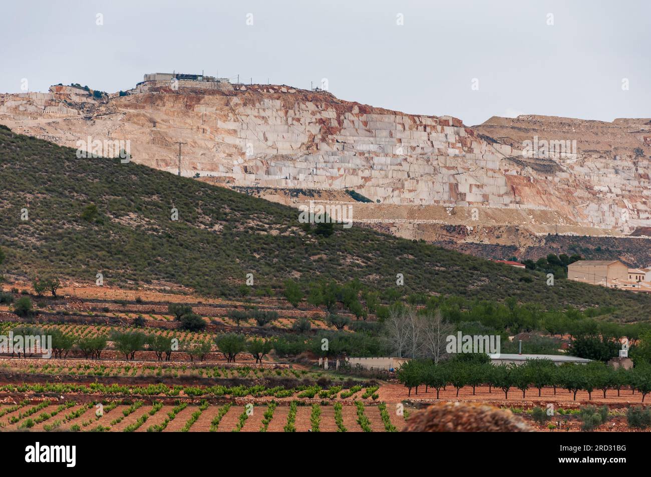 Landscape view of an open cast marble quarry showing heavy duty ...