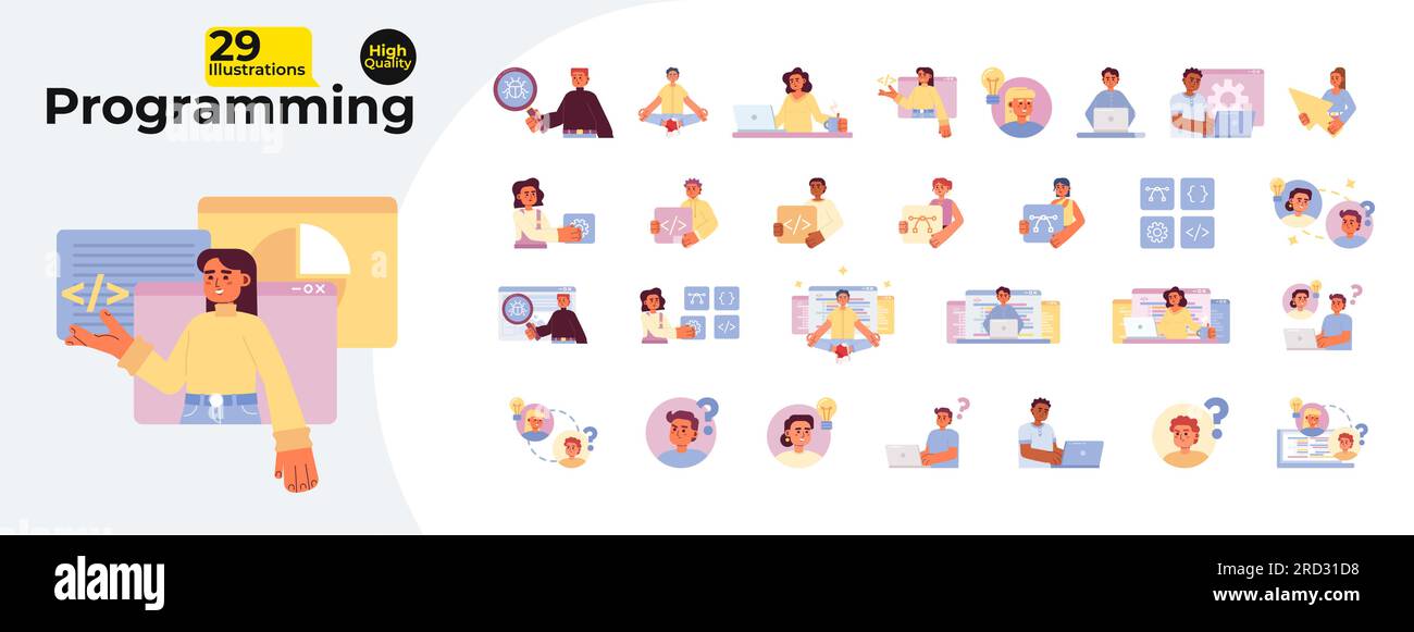 Programming flat concept vector spot illustrations bundle Stock Vector Image & Art - Alamy