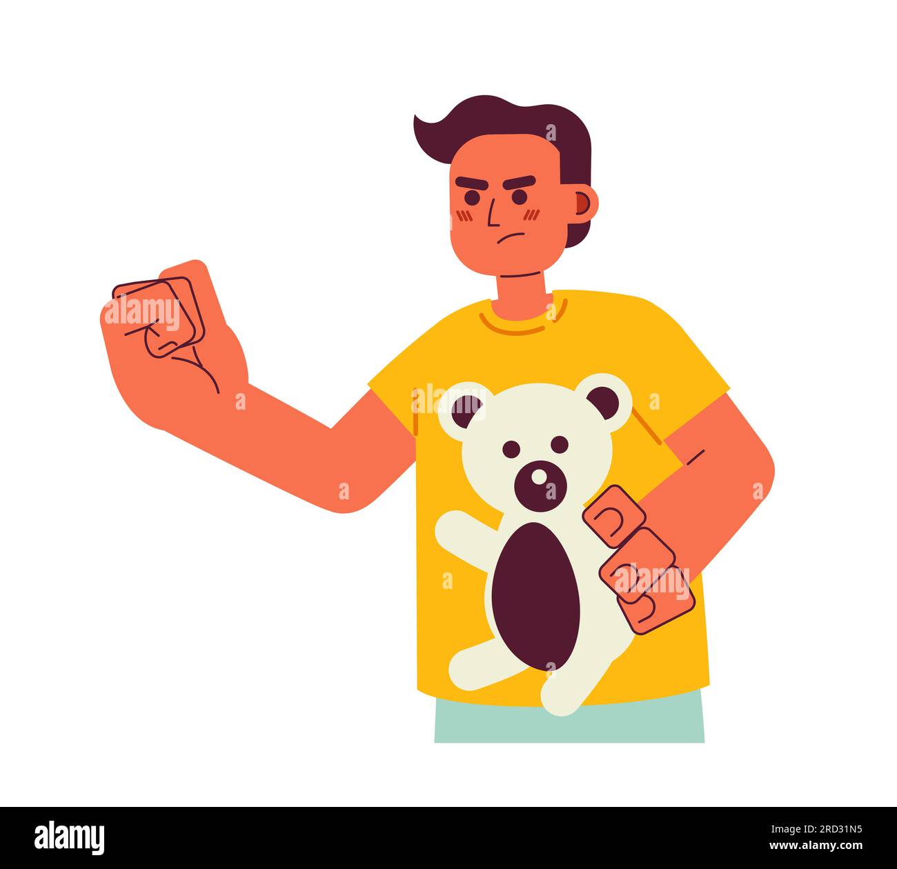 Boy bully threatening with fist semi flat color vector character Stock ...