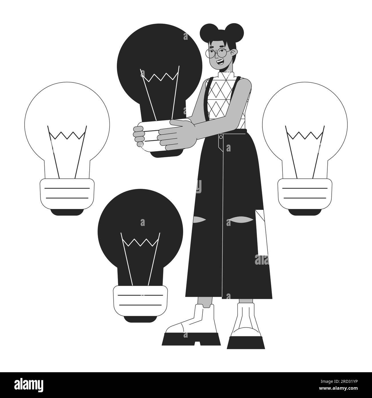 Business idea lightbulb bw concept vector spot illustration Stock ...