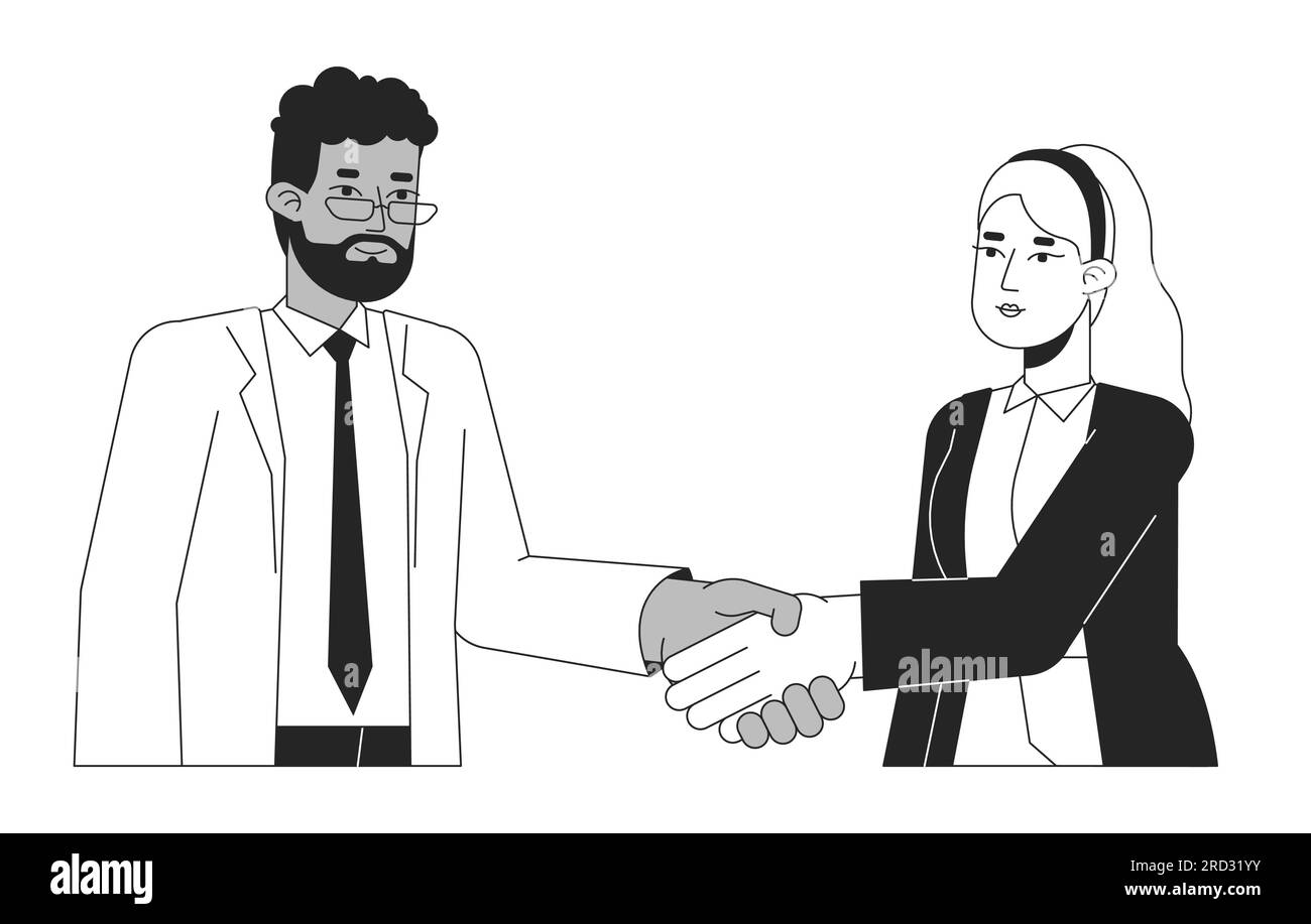 Negotiating business people bw vector spot illustration Stock Vector ...