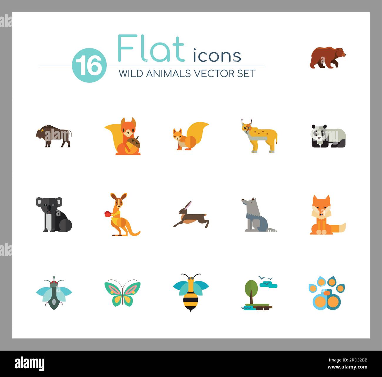Wild Animals Icon Set Stock Vector Image & Art - Alamy