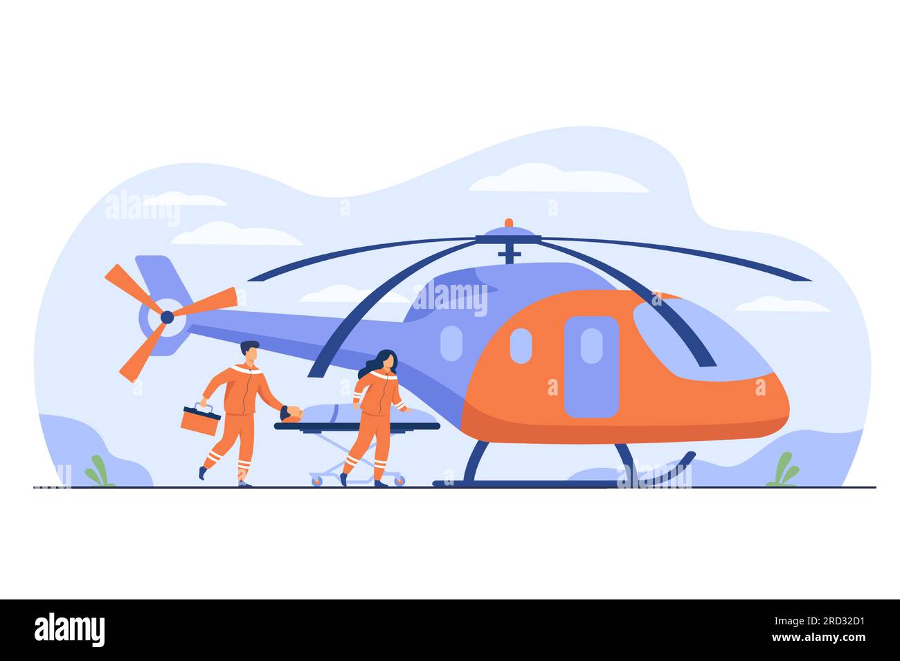 Medical workers wheeling gurney with injured person Stock Vector Image ...