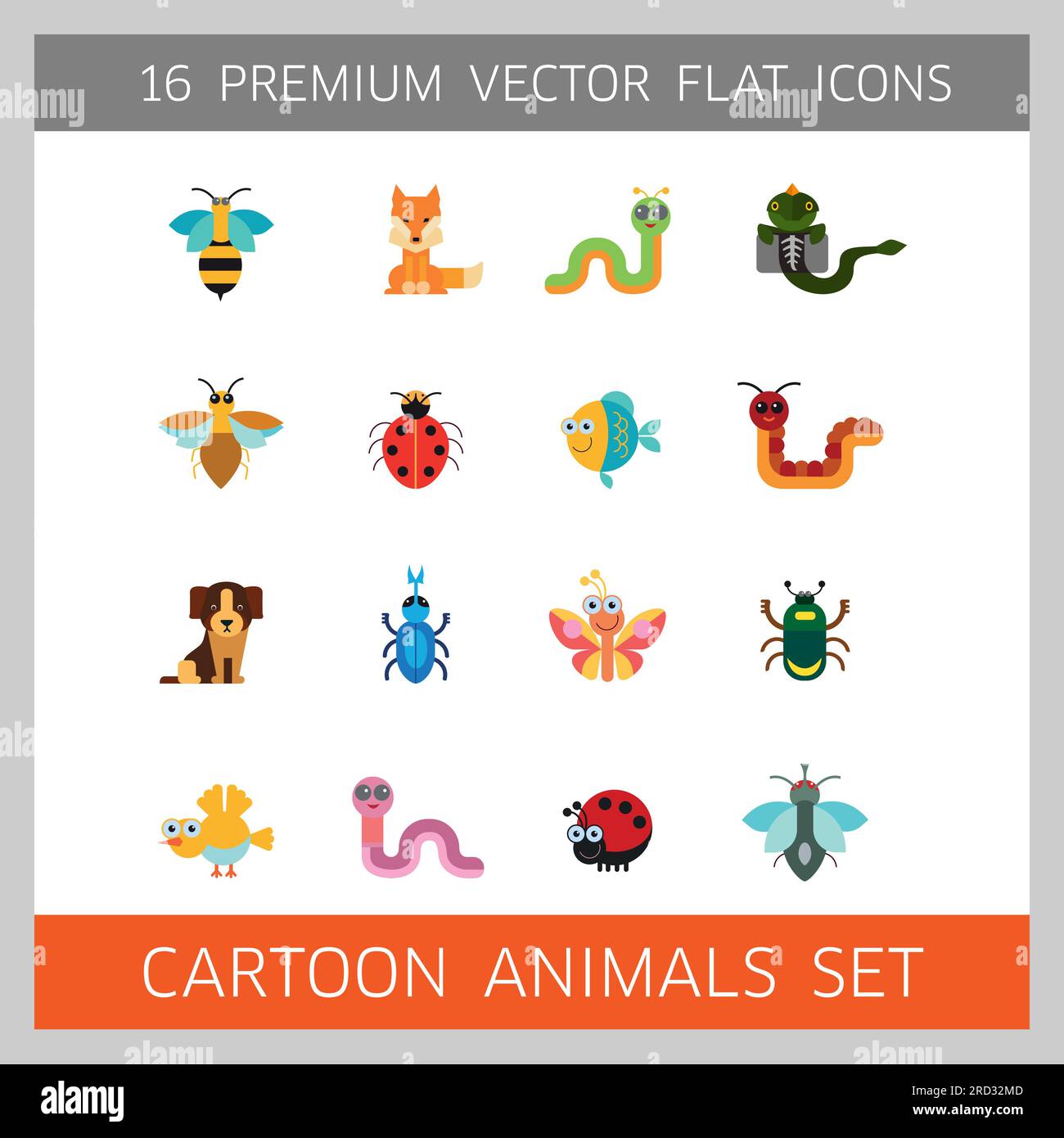 Cartoon animals icons set Stock Vector Image & Art - Alamy