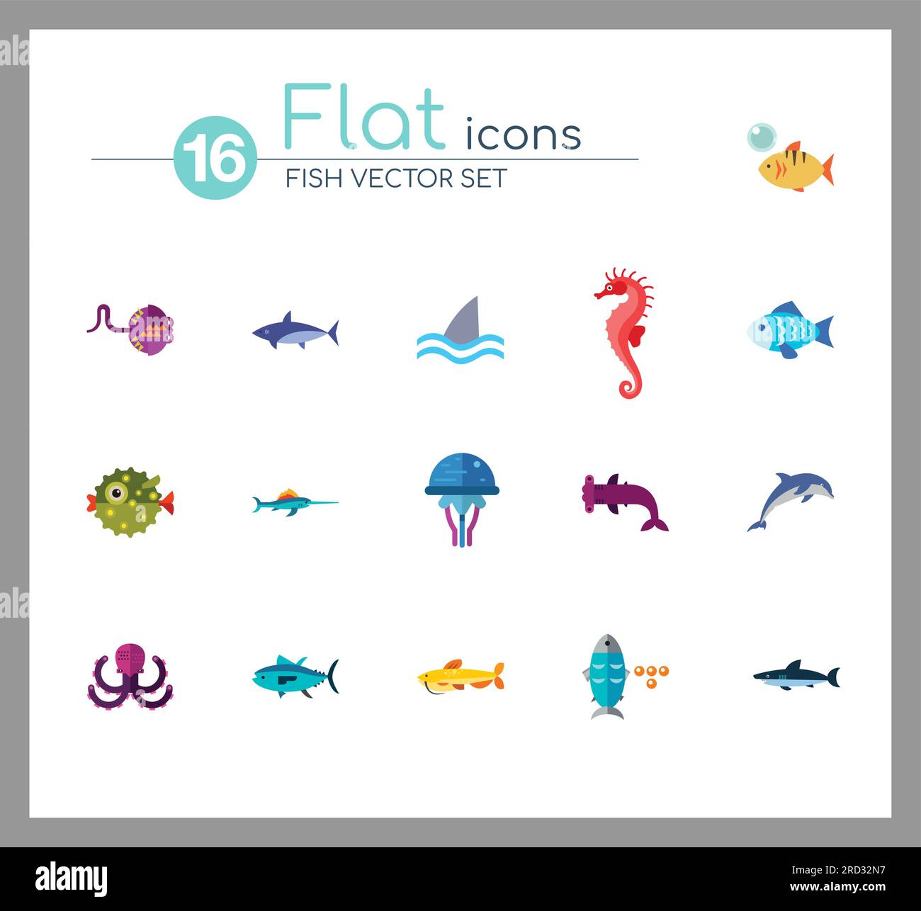 Fish Icons Set Stock Vector Image & Art - Alamy
