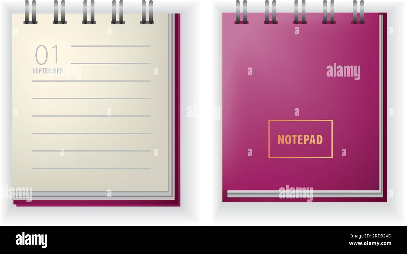 Notepad realistic vector illustration Stock Vector Image & Art - Alamy