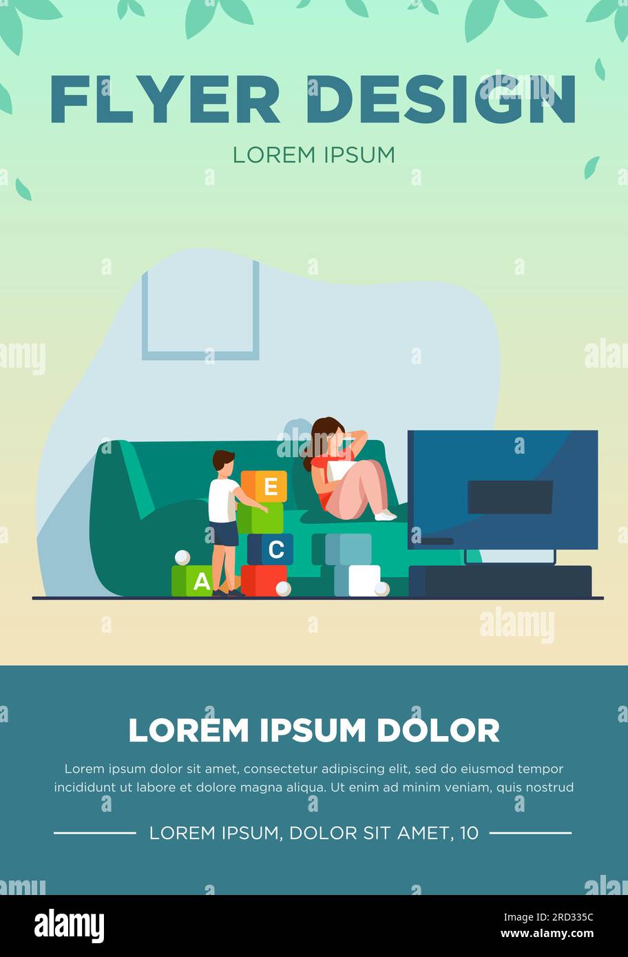 Mother son watching tv Stock Vector Images - Alamy