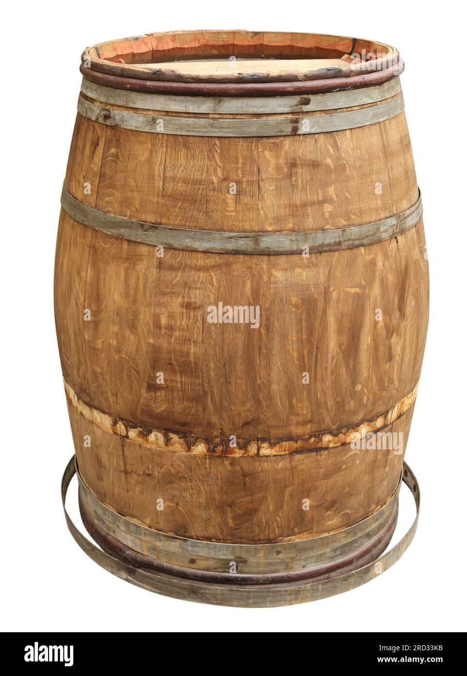 One wooden barrel with metal hoops isolated on white Stock Photo - Alamy