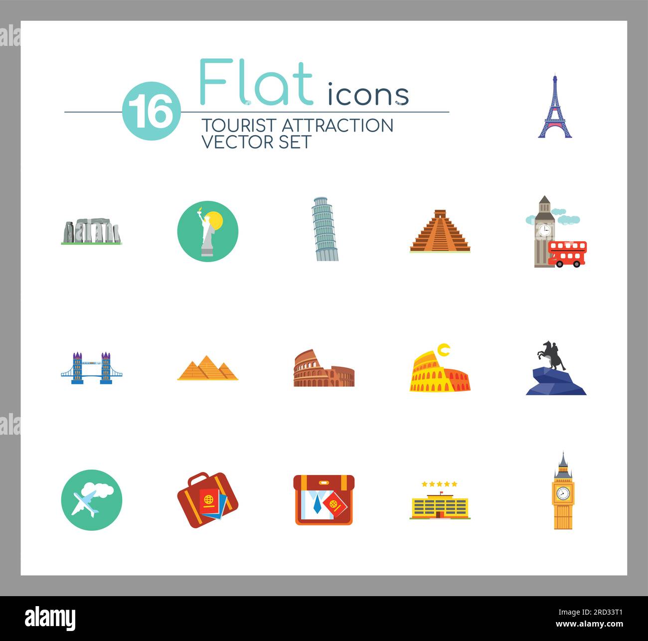Tourist Attraction Icons Set Stock Vector Image & Art - Alamy