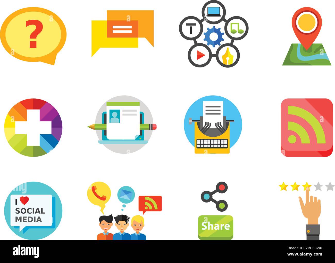 Communication in Social Media Icon Set Stock Vector Image & Art - Alamy