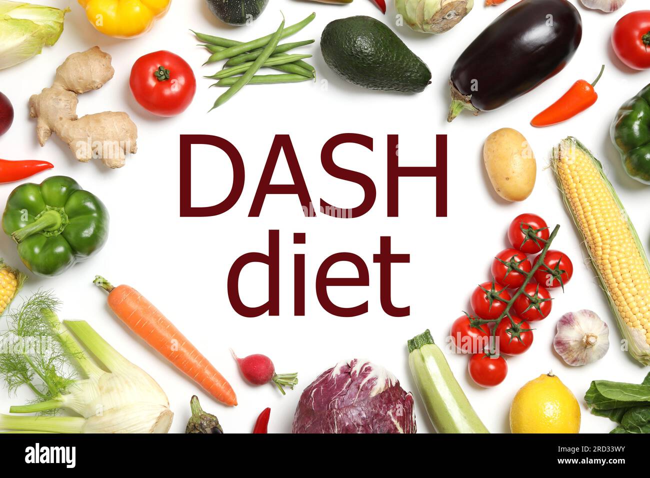 Dietary approaches to stop hypertension. Many different healthy food ...